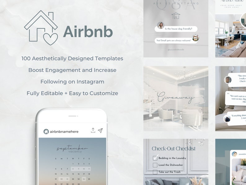 Airbnb Instagram Post Templates for Airbnb VRBO Social Media Template ...