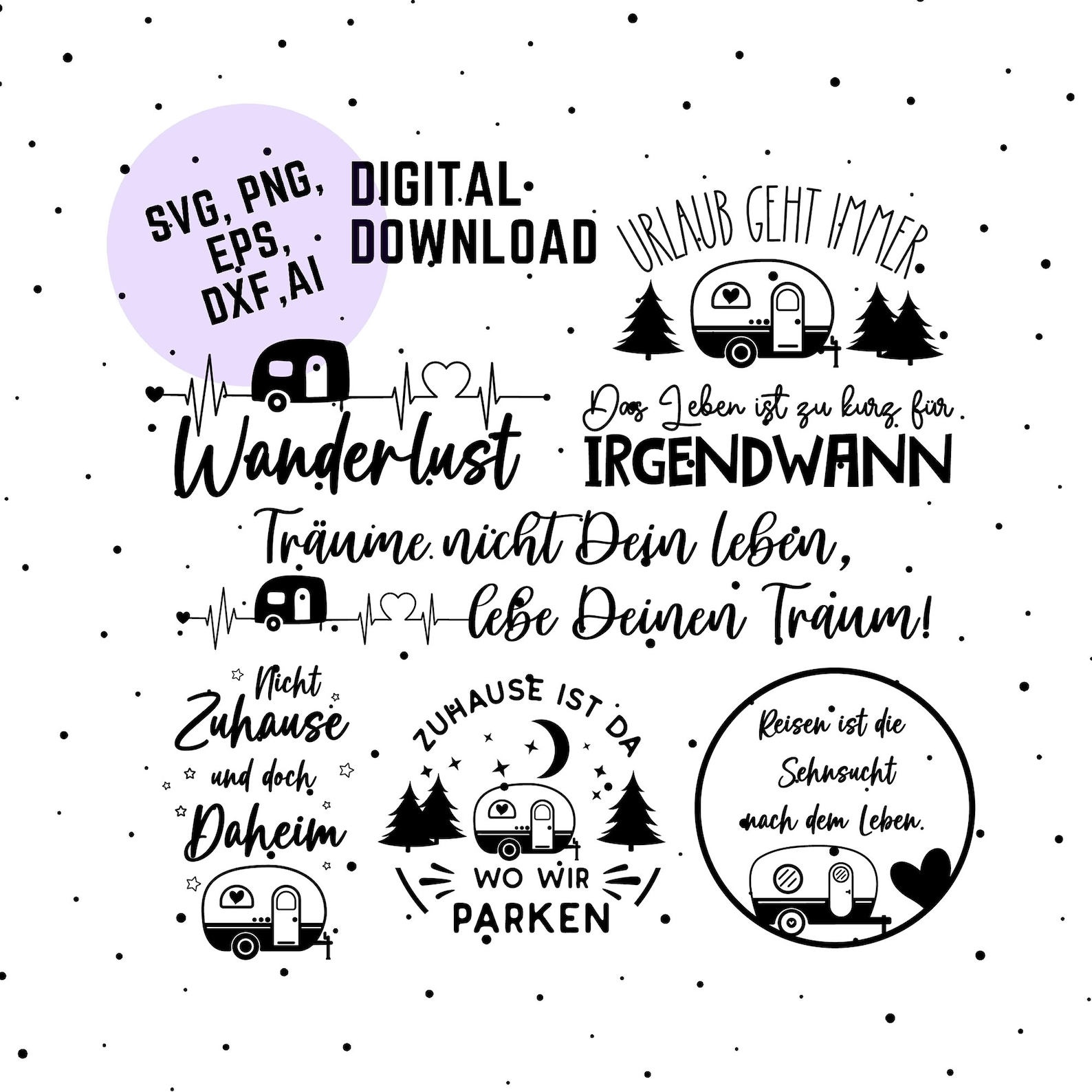 German plotter file Svg Plotterdatei Wohnwagen Urlaub - Etsy.de