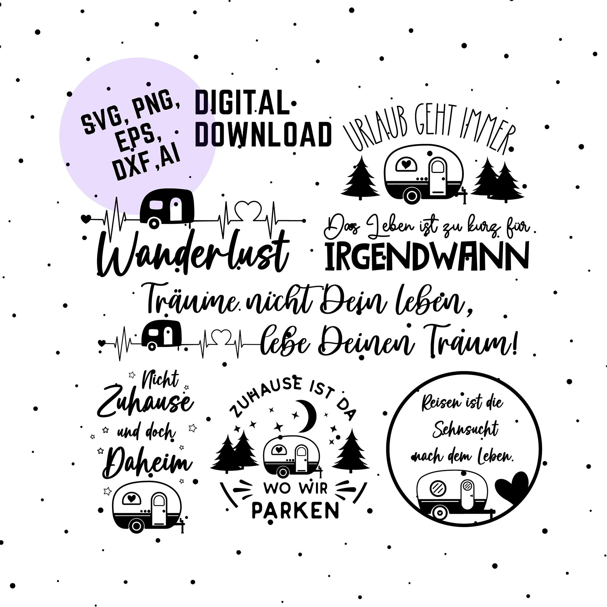 German plotter file Svg Plotterdatei Wohnwagen Urlaub - Etsy.de