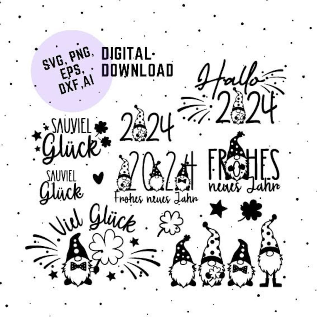 2024 Wichtel Frohes neues Jahr Svg, Silvester Plotterdatei, Wichtel Plotterdatei, Cut File Luck ...