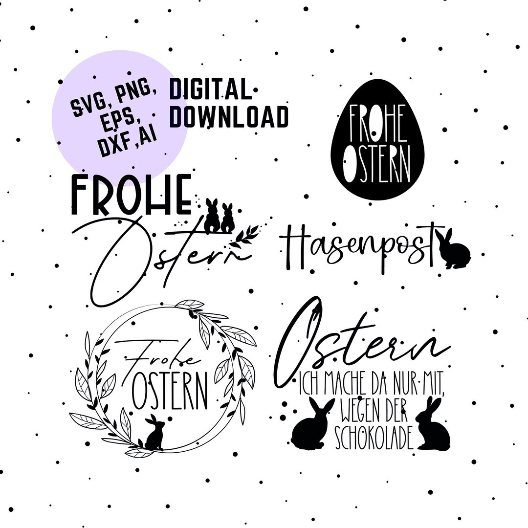 German Happy Easter Plotter File Svg, Plotter File Easter SVG, Plotter File Flowers Spring ...