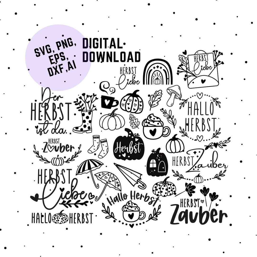Herbst Plotterdatei, German Autumn Plotter File SVG DXF PNG, Hello Fall ...