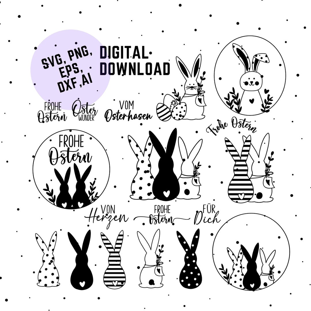 German Easter Bunny Plotterdatei SVG PNG, Bundle German Easter Cut file ...