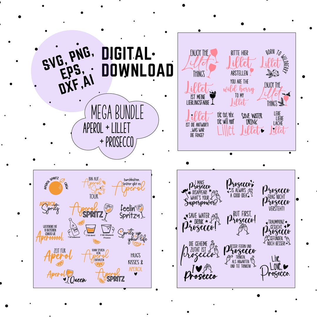 German Aperol Lillet Prosecco Mega Svg Png Bundle Aperol Spritz Svg ...