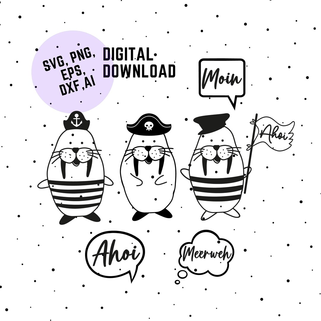 Bundle Plotter File Maritime SVG, Maritim Walrus Bundle, DXF Bundle Sea ...