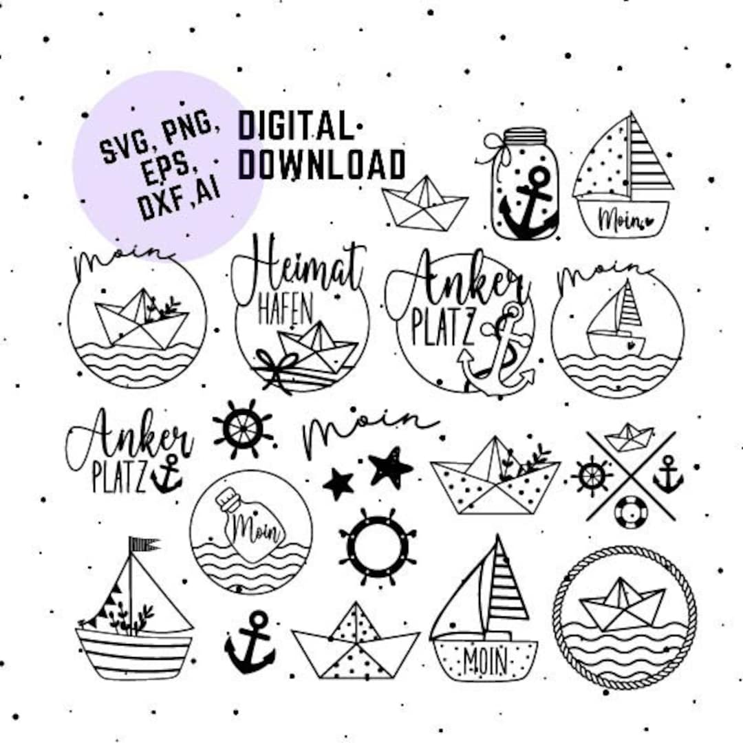 Maritim Plotterdatei, Moin Svg, Meer Plotterdatei, Ankerplatz Svg Png Dxf, Anker, Digitaler ...