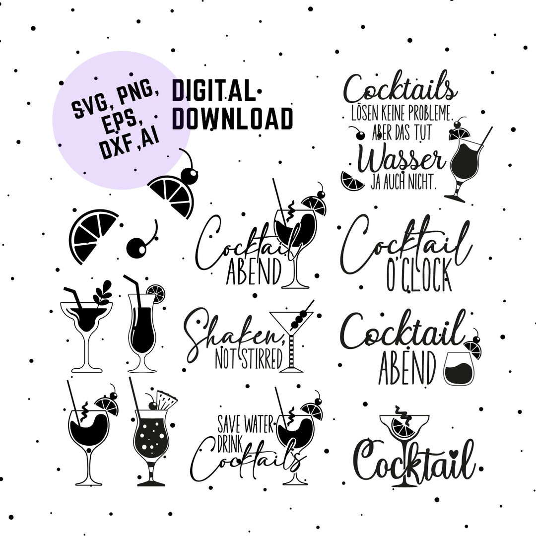 Cocktail svg, Cocktails svg bundle, German Cocktails Bundle Cricut SVG ...