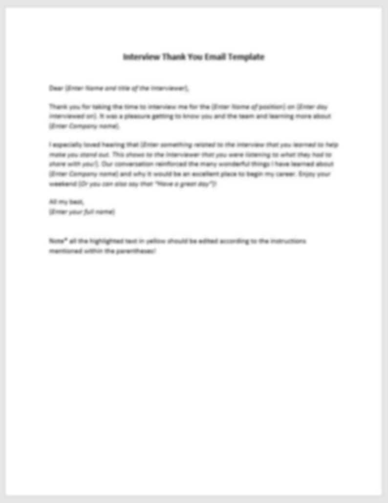 Interview Thank You Email Template - Etsy