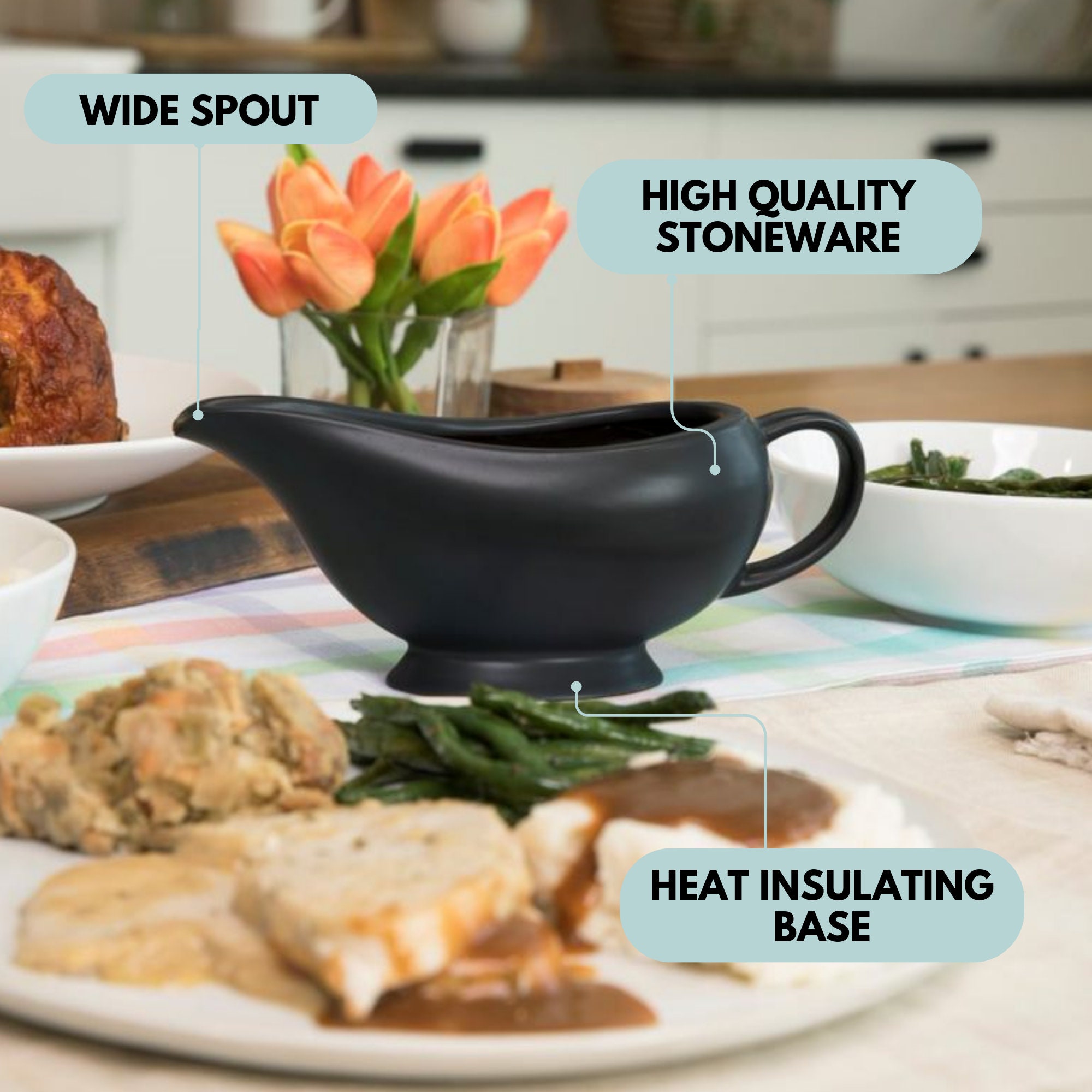 Gravy Boat With Handle Modern Gravy Holder Winter Kitchenware Ceramic ...