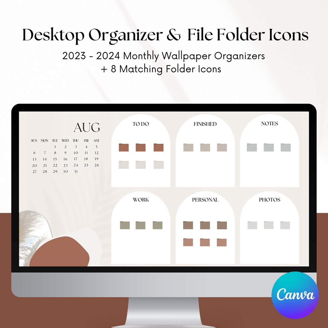 Desktop Wallpaper Organizer + Folder Icons | Modern, Abstract Desktop ...