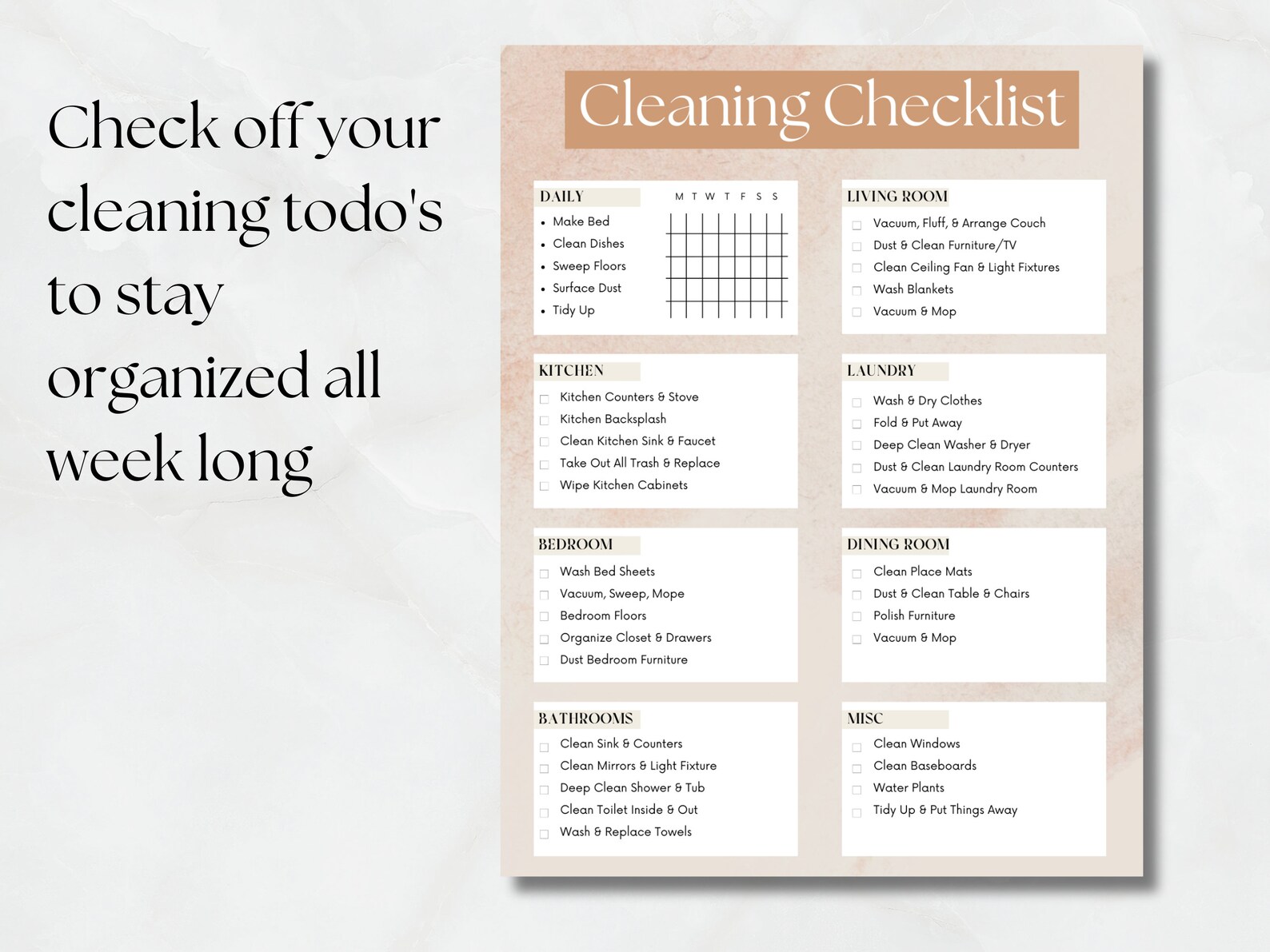 Printable Weekly Cleaning Checklist, ADHD Cleaning Schedule, Flylady ...