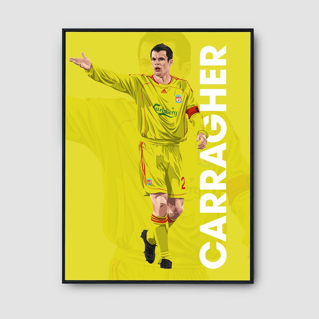 Jamie Carragher Liverpool FC Poster – Number 23 Wall Art in Yellow Kit ...