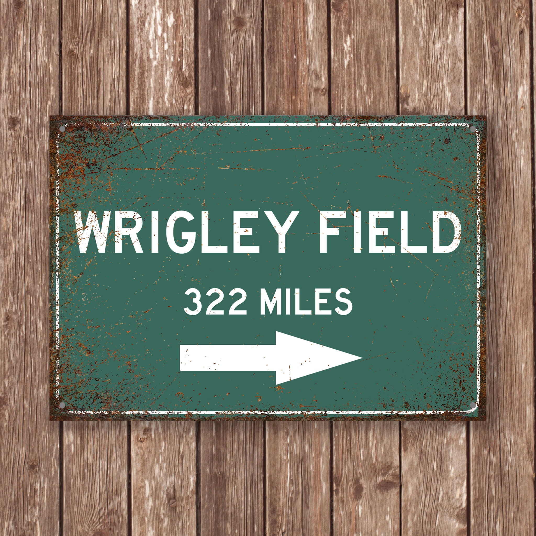 PERSONALIZED WRIGLEY FIELD Distance Sign, Wrigley Field Stadium ...