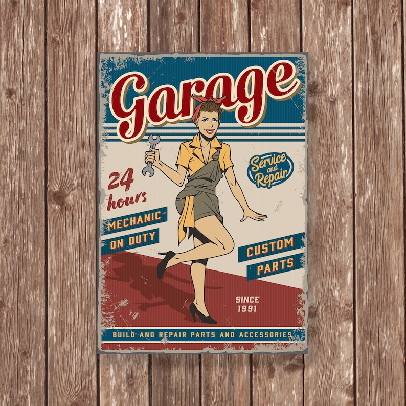 Garage Metal Sign, Vintage Style Garage Sign, Gifts for Him, Car Lover ...