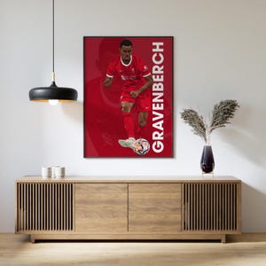 Ryan Gravenberch Liverpool FC Poster – Midfielder Wall Art in Red Kit ...