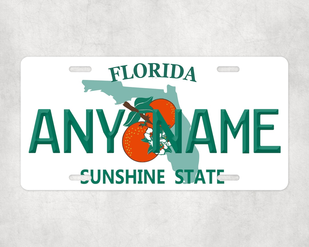 Custom Florida License Plate Sign, Sunshine State Personalized Plate ...