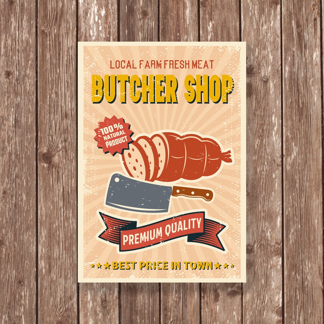 Local Farm Butcher Shop Metal Sign, Vintage Style Butchers Sign, Gifts ...