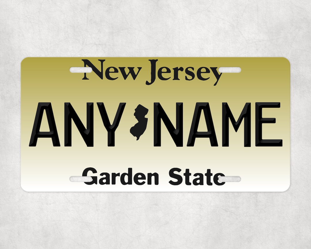 Custom New Jersey License Plate Sign, Garden State Personalized Plate ...