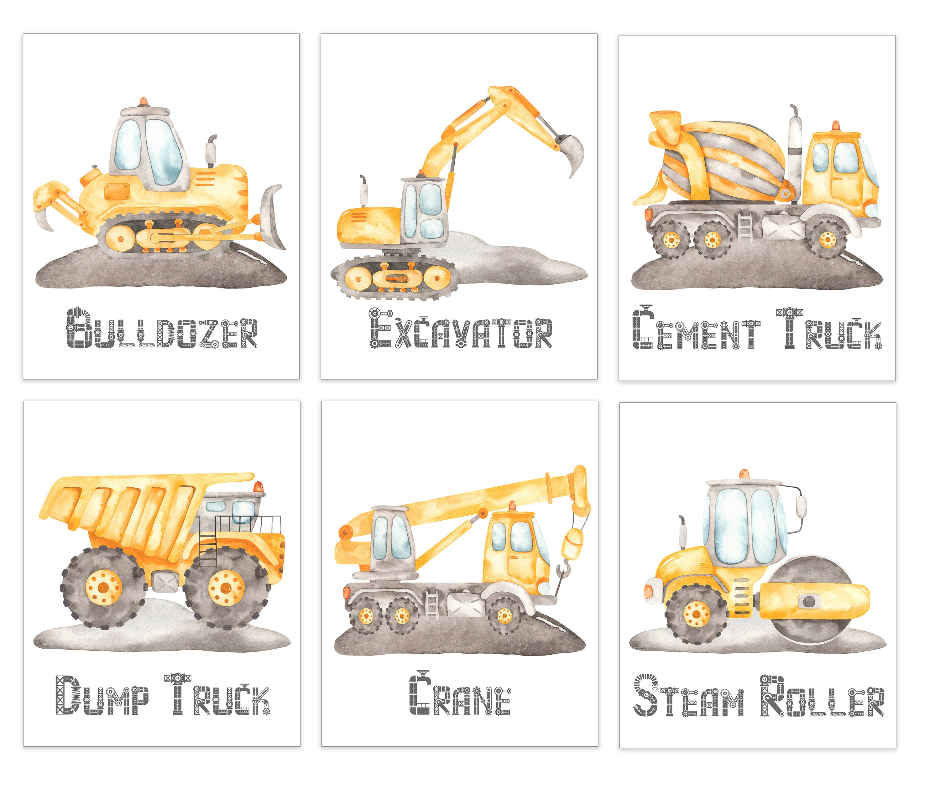Construction Vehicle Art Prints Construction Nursery Decor - Etsy