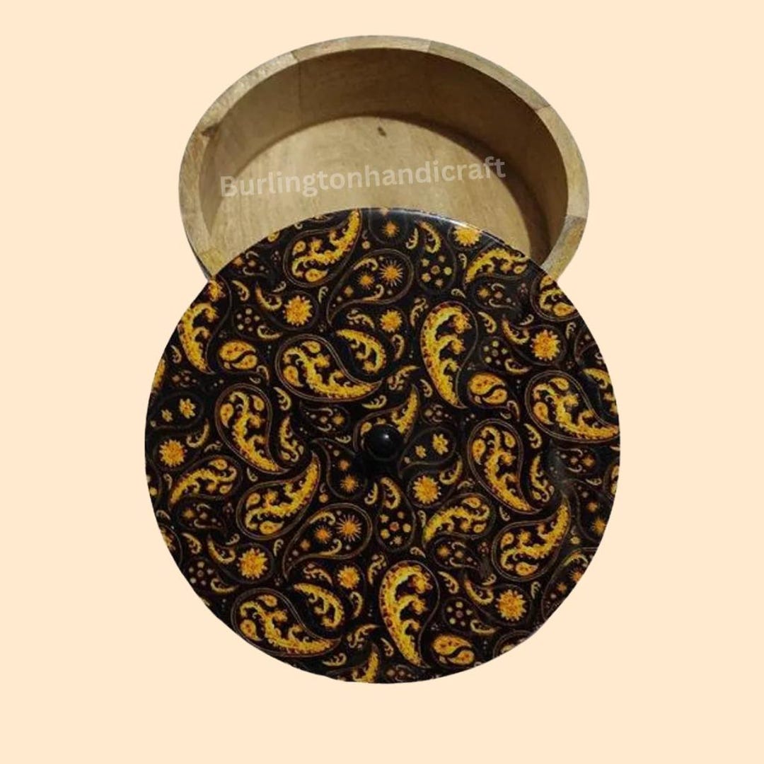 Roti Box - Handmade Wooden Spice & Food Storage Box, Brass Spice ...