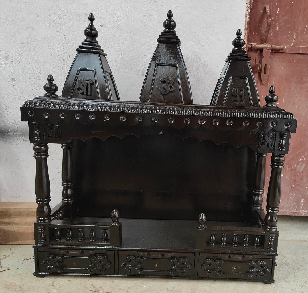 Wooden Temple,for Home ,36walnut Hindu Puja Mandir & With Leg, for Home ...