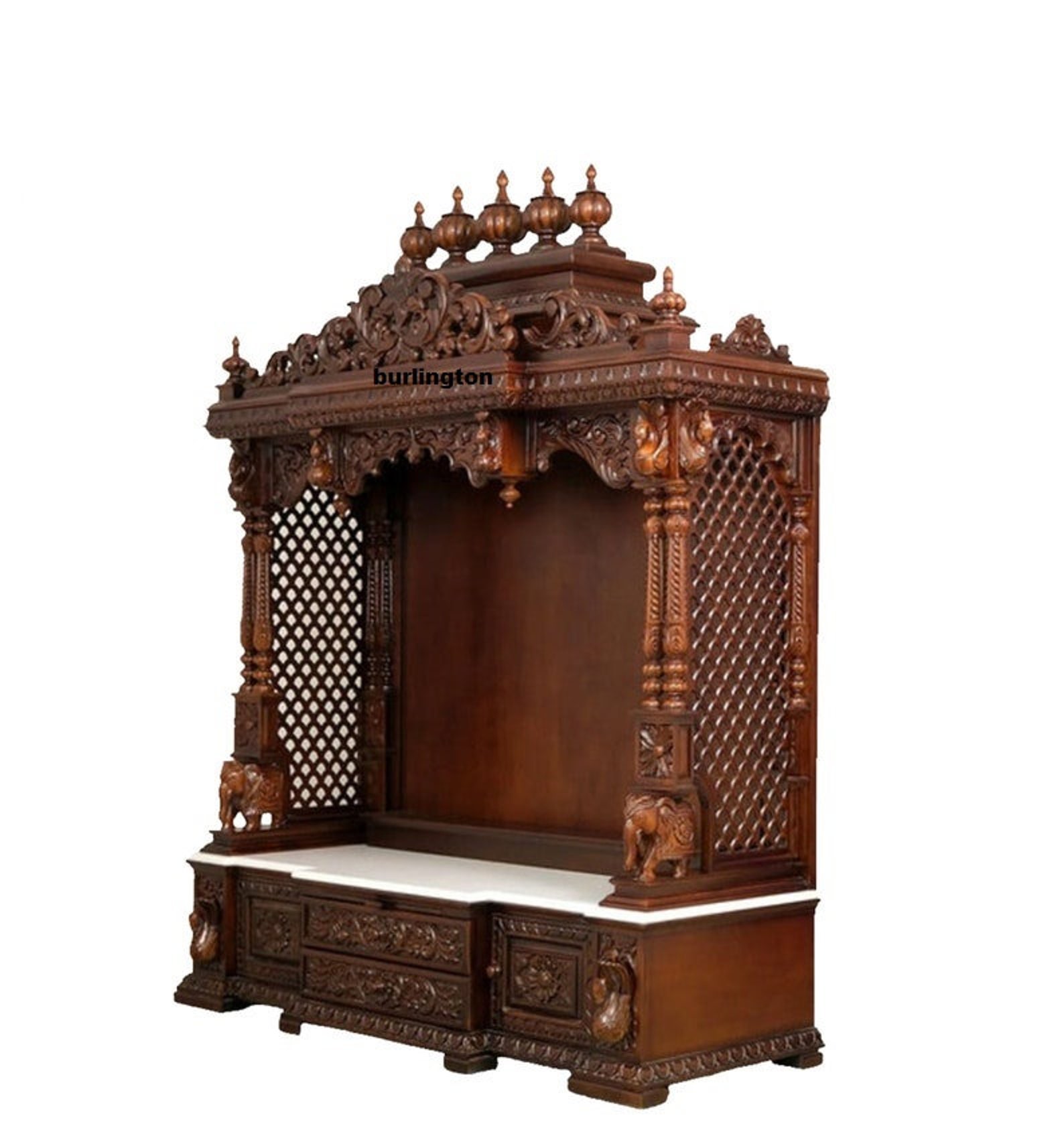 65large Wooden Temple Carving Handmade Carving Wooden Mandir Natural ...