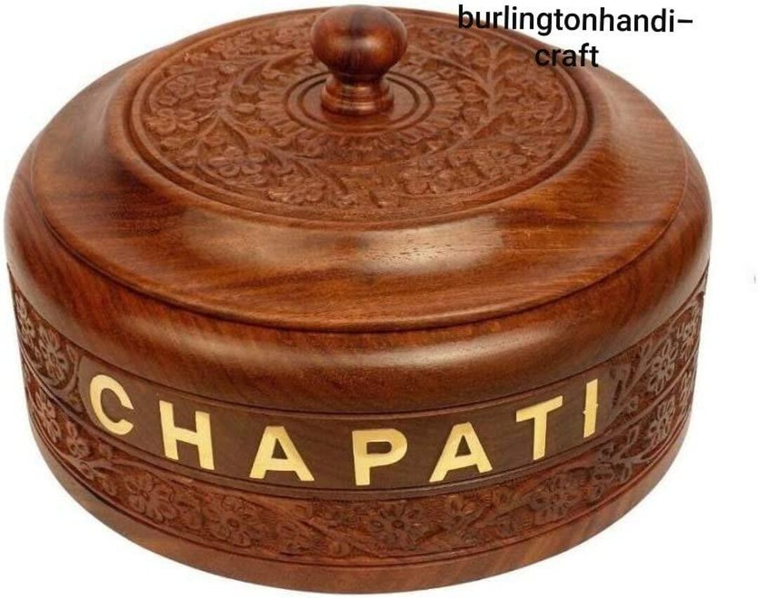 Handmade Casserole & Wooden Chapati Box Unique Indian Spice Storage ...