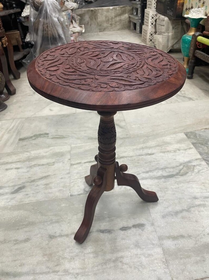 Round Coffee Table Walnut Solid Wood Coffee Table Mid Century - Etsy