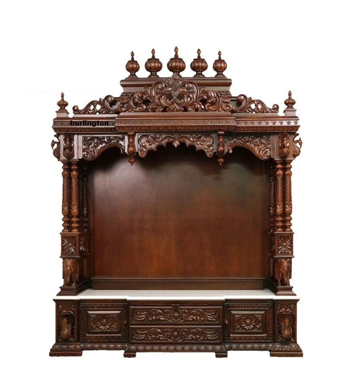 65large Wooden Temple Carving Handmade Carving Wooden Mandir Natural ...