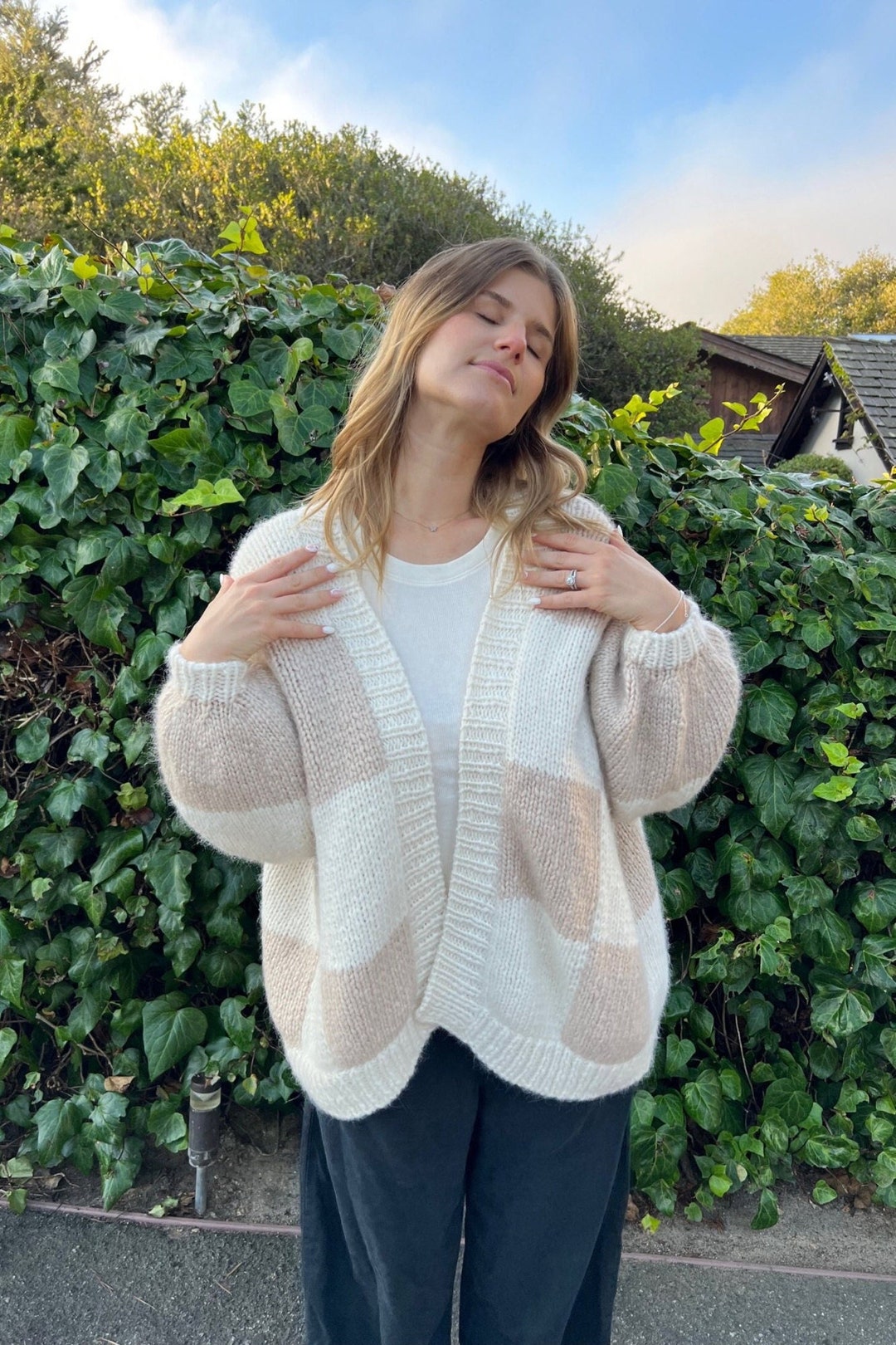 Knitting Pattern: Checkered Boyfriend Cardigan - Etsy