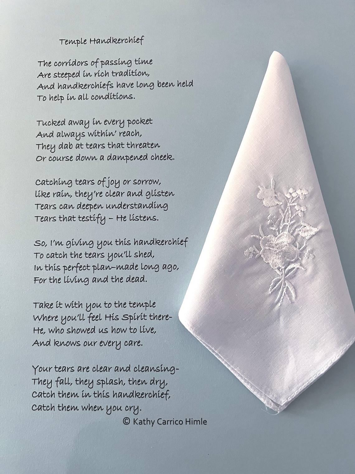 Temple Hanky, Handkerchief Poem, Hanky Poem, LDS, Temple Gift - Etsy