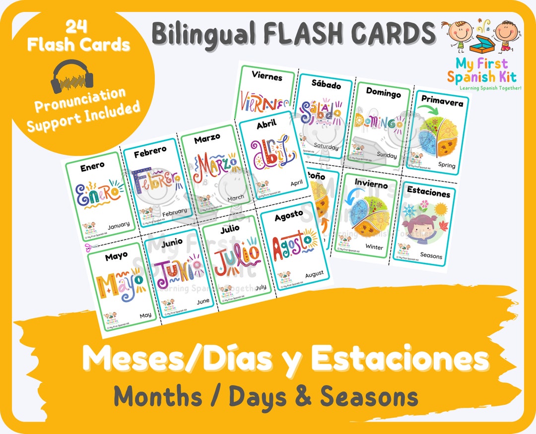 Flashcards: Months Days and Seasons, Preschool Activity, Educational ...