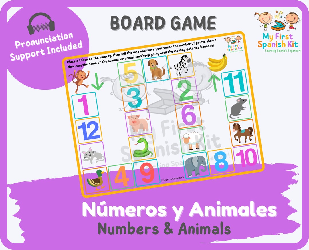 Board Game: Numbers and Animals, Preschool Activity, Educational ...