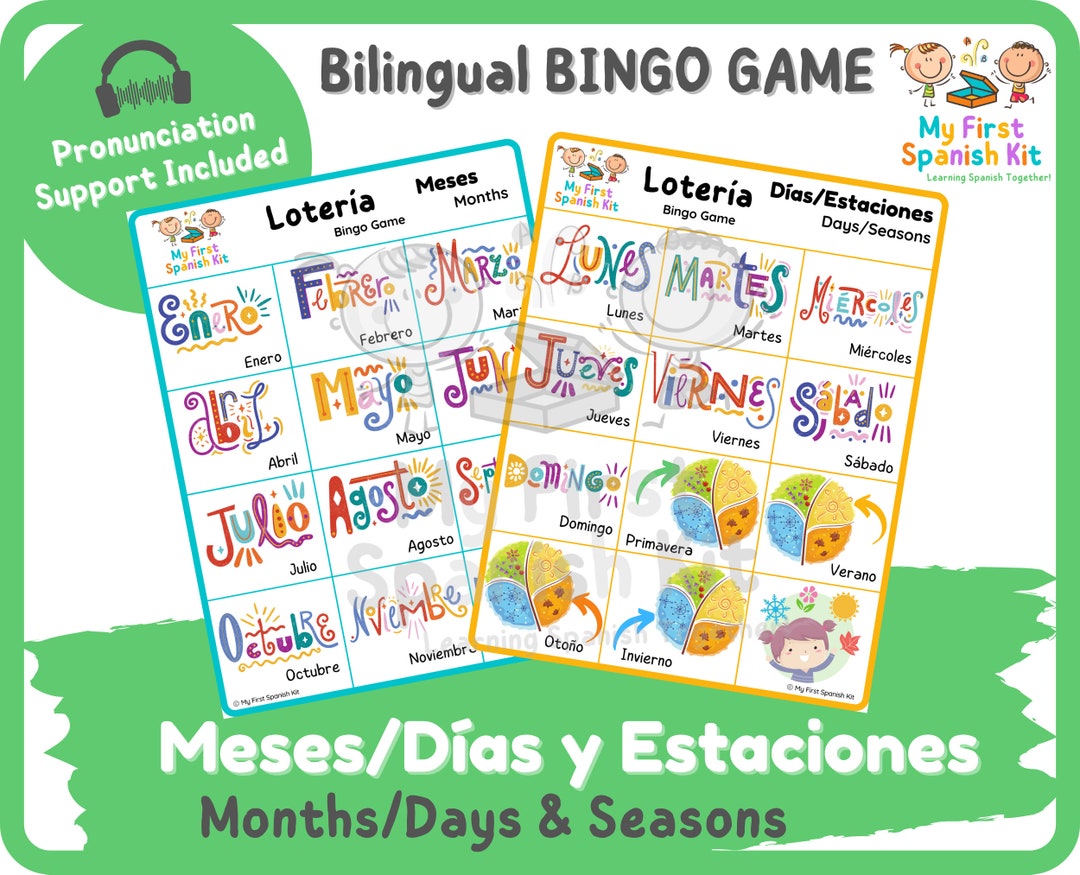 Bingo Game: Months Days and Seasons, Preschool Activity, Educational ...