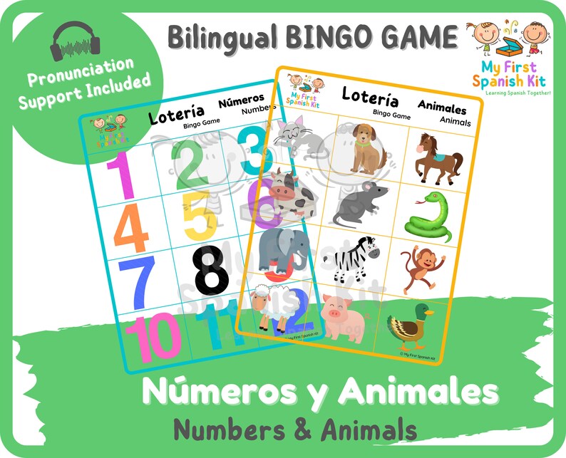 Bingo Game: Numbers and Animals, Preschool Activity, Educational ...