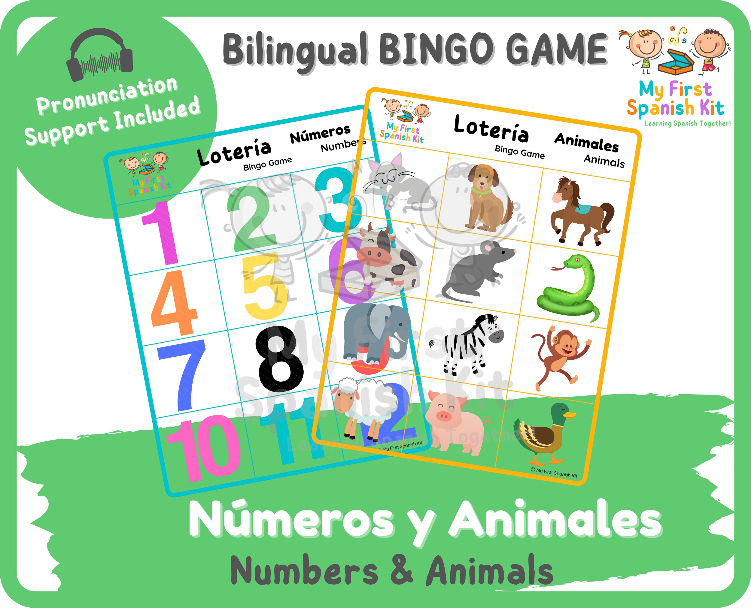 Bingo Game: Numbers and Animals, Preschool Activity, Educational ...