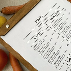 Handcrafted Wooden Menu Holder - Menu for Restaurants, Cafes, Pubs ...