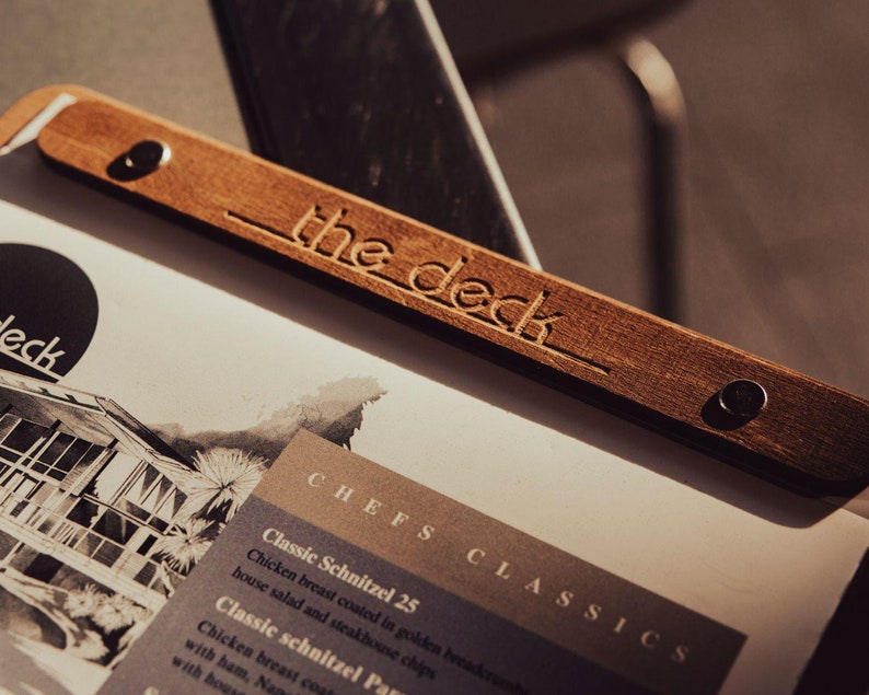 Handcrafted Wooden Menu Holder - Menu for Restaurants, Cafes, Pubs ...