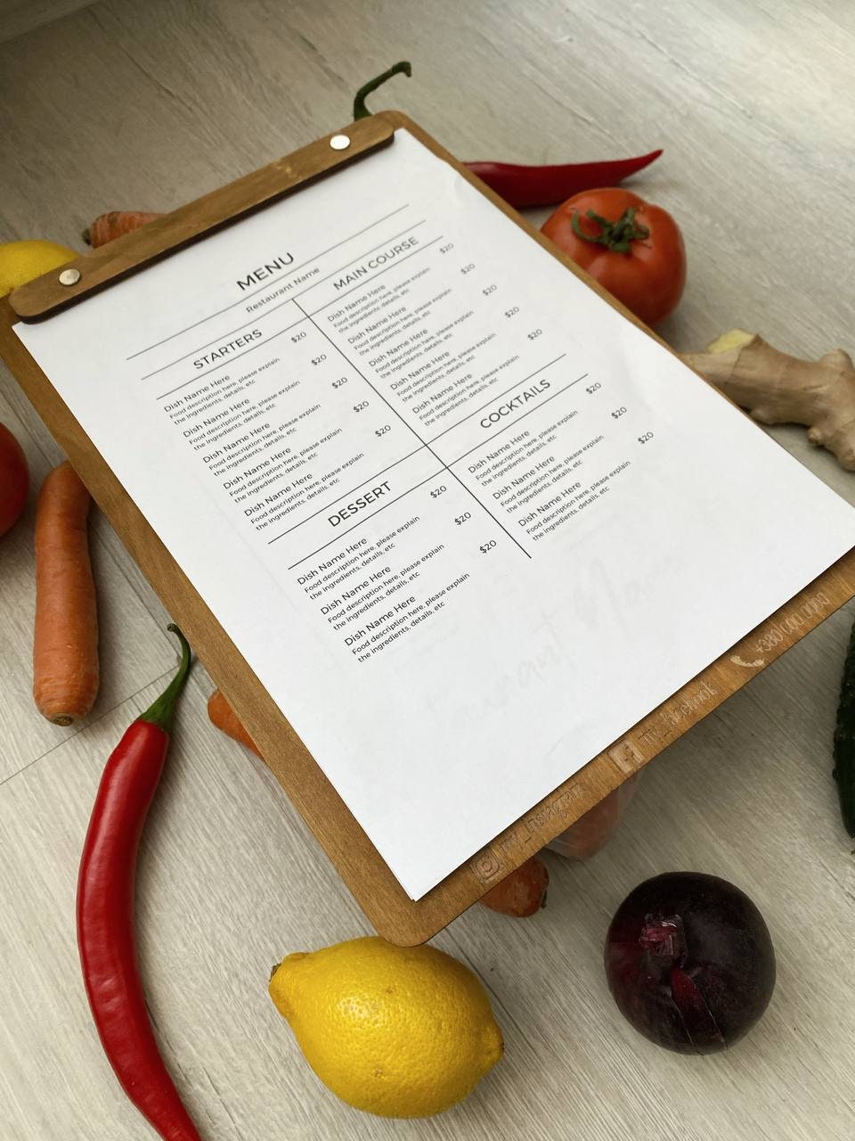 Handcrafted Wooden Menu Holder Menu for Restaurants, Cafes, Pubs ...