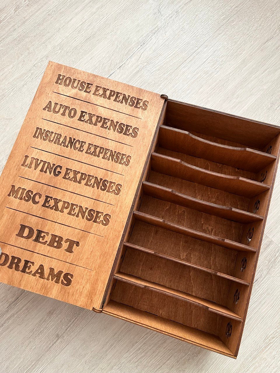 Family Budget Wooden Box, Personal Finance Organizer, Wooden Money ...