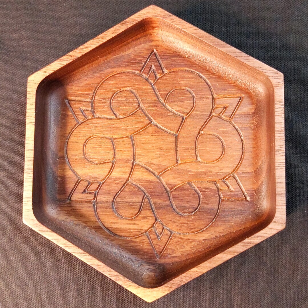 Hex Tray Wood Celtic Knot Catch All Hexagon Walnut Dish - Etsy