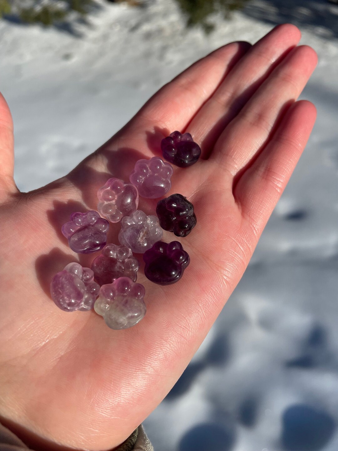 Mini Fluorite Paw Print Carving | Cat & Dog Paw | Natural Crystal ...