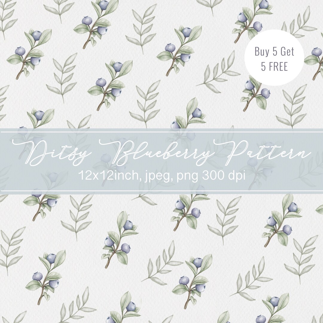 Ditsy Blueberry Premium Seamless Blueberry Pattern, Cute Printable ...