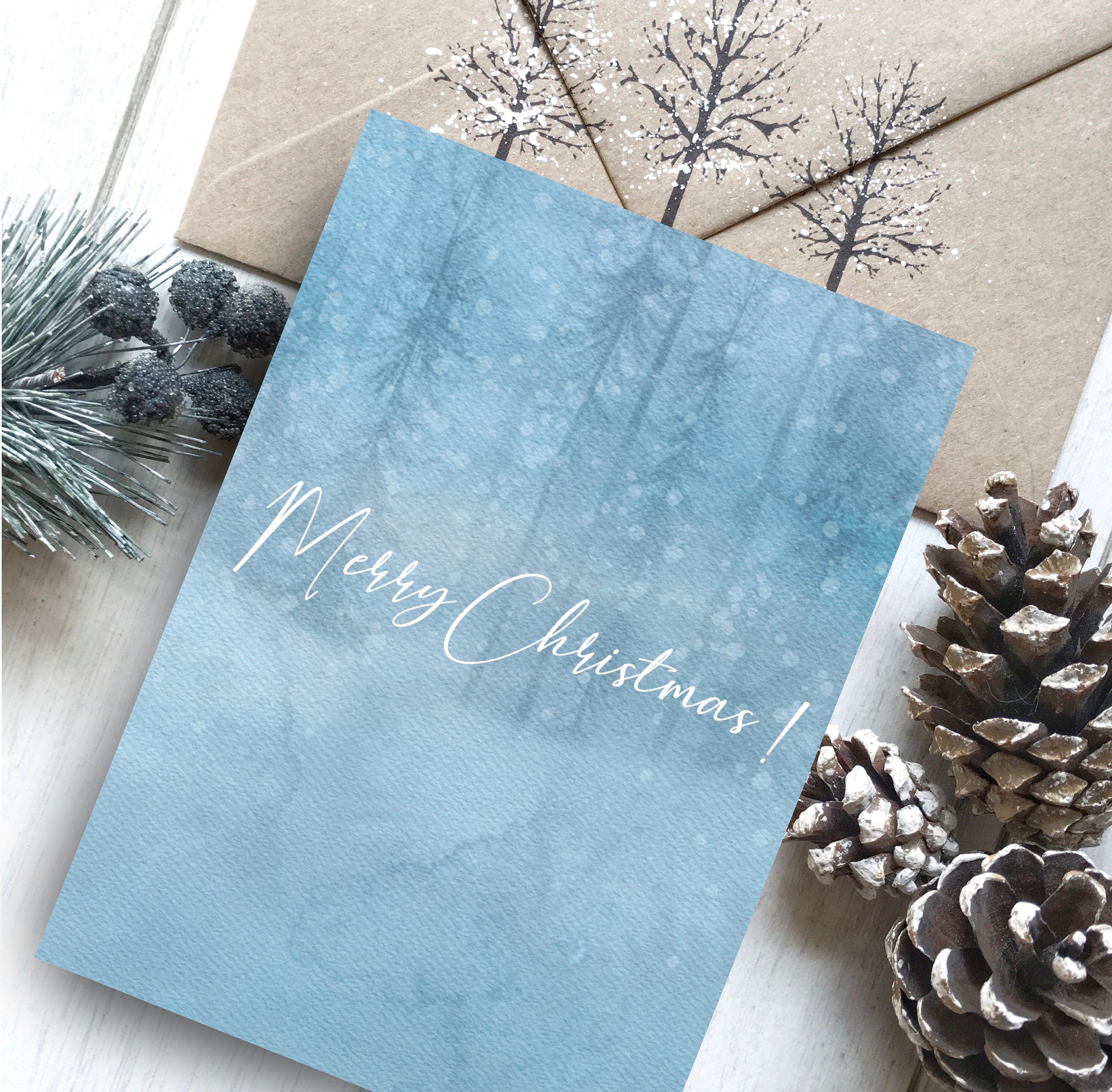 Winter Blue Watercolor Background Digital Paper, Abstract Watercolor ...