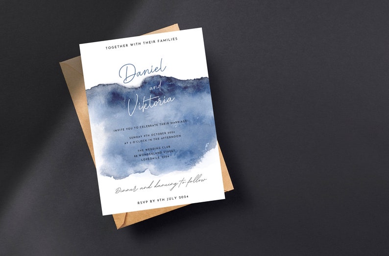 Navy Blue Watercolor Background / Digital Paper / Abstract Watercolor ...