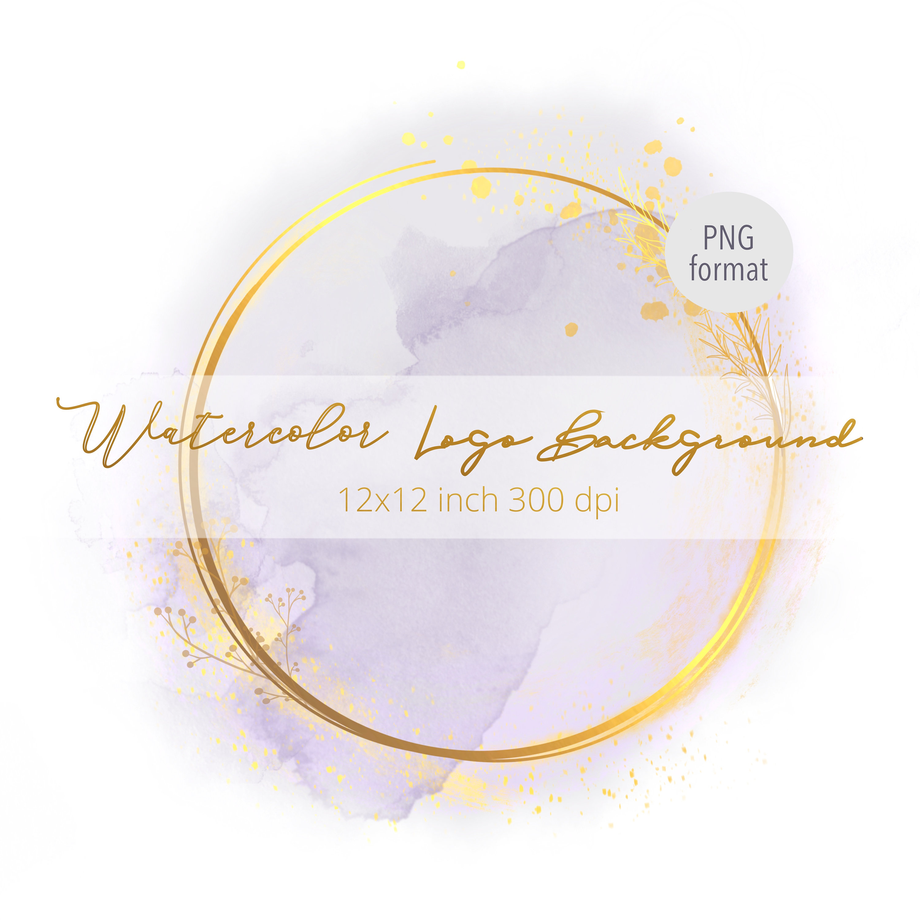 Logo Background PNG -light Purple Brush Stroke Watercolor Gold Frame ...