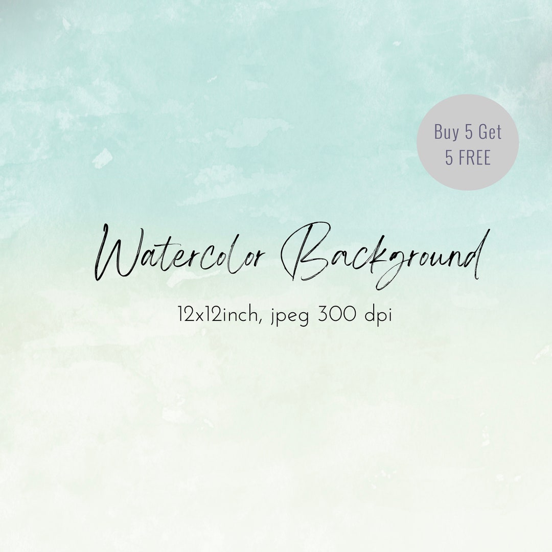 Light Blue & Green Watercolor Background / Digital Paper / Digital ...