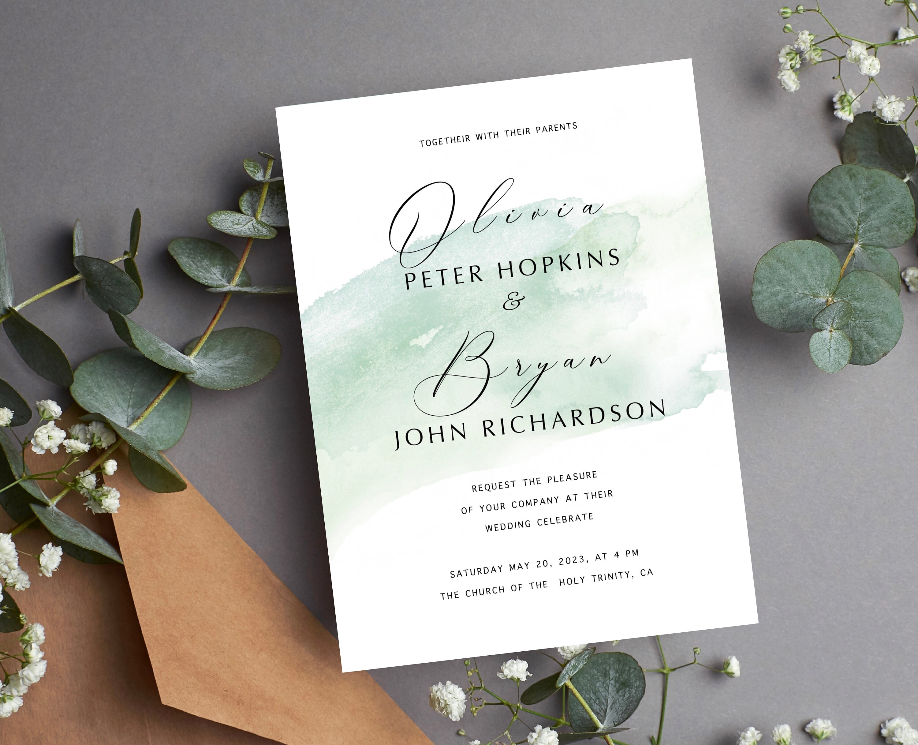 Green Sage Watercolor Background / Digital Paper / Abstract Watercolor ...