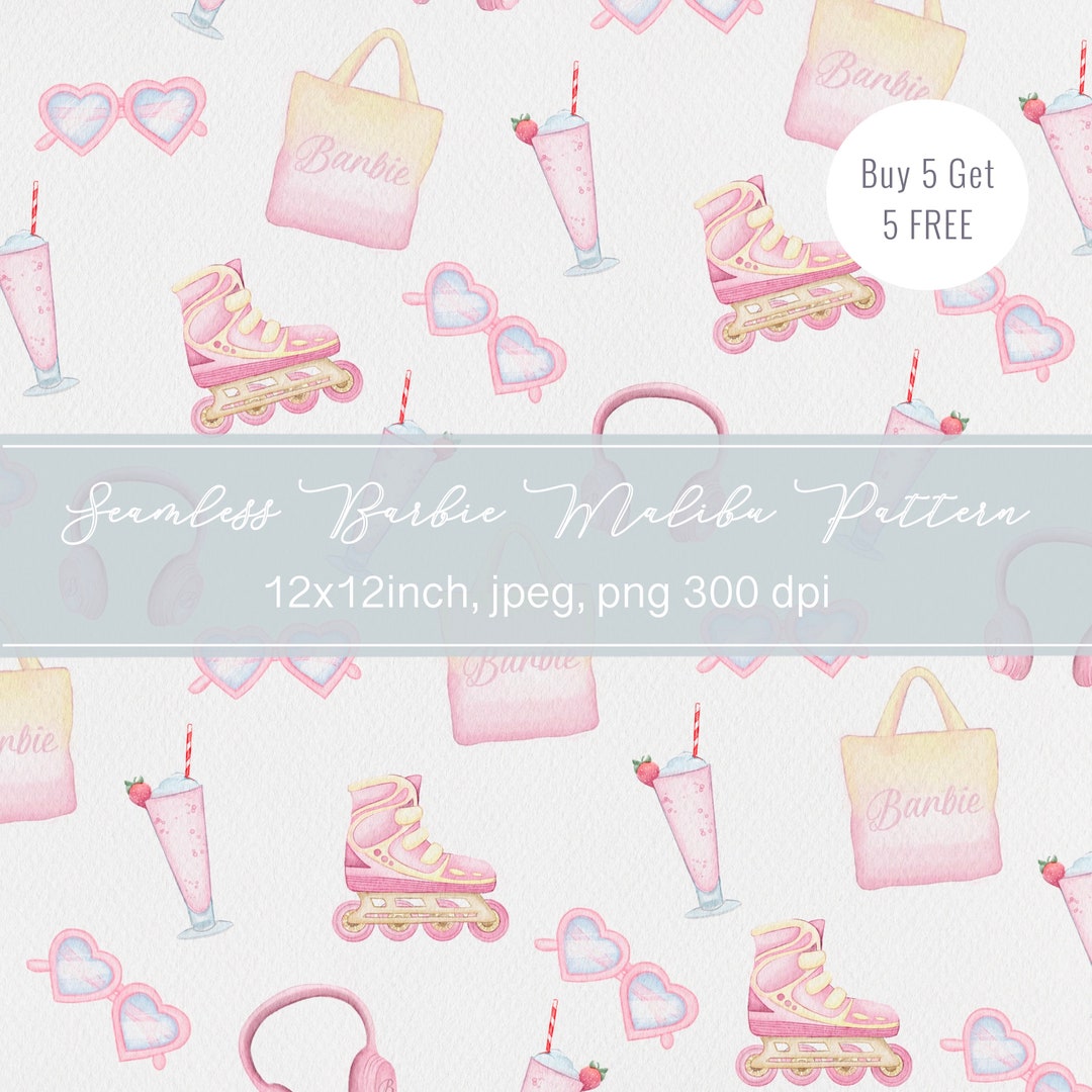 Barbie Seamless Patterns, Barbie Pink Malibu Pattern, Seamless Design ...