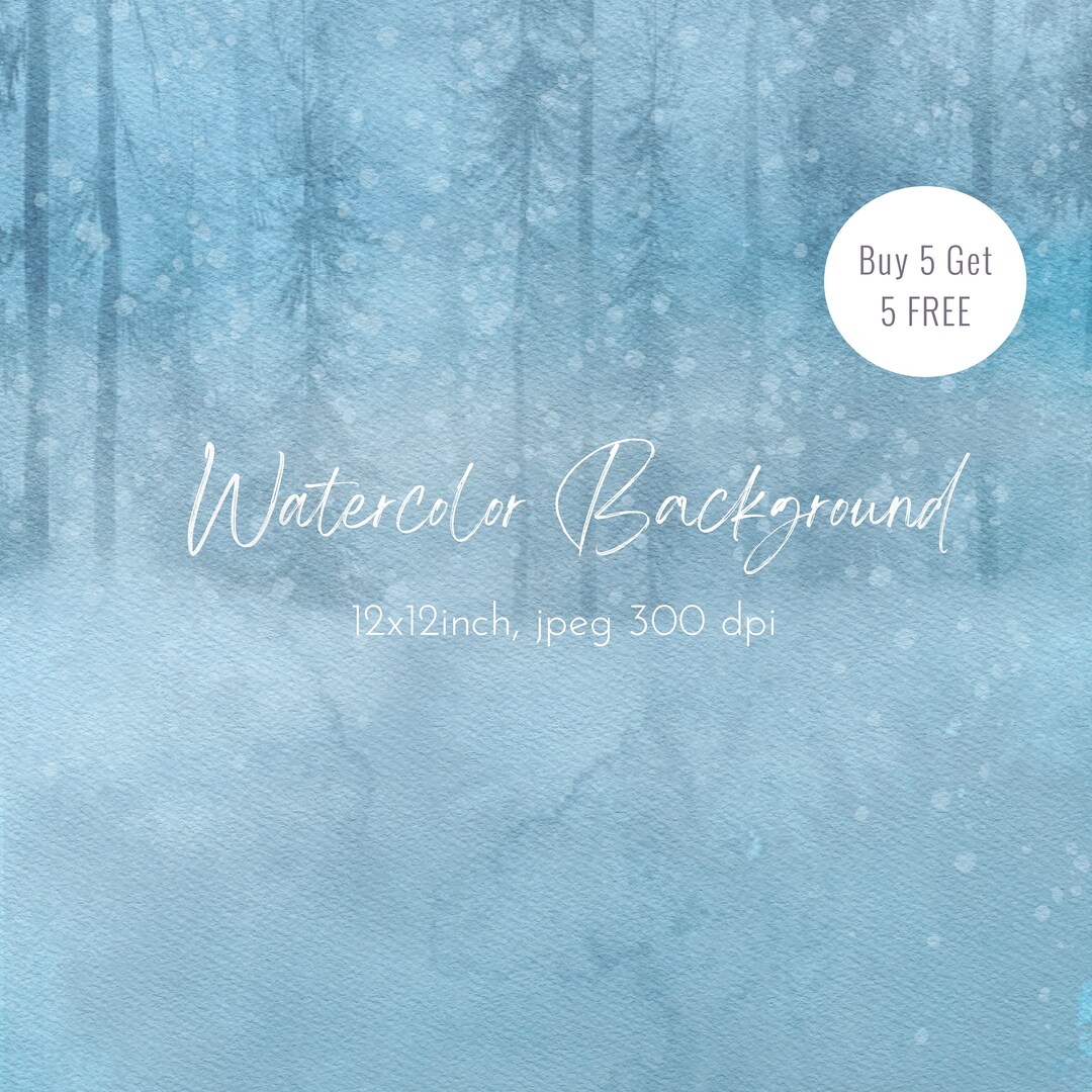 Winter Blue Watercolor Background Digital Paper, Abstract Watercolor ...